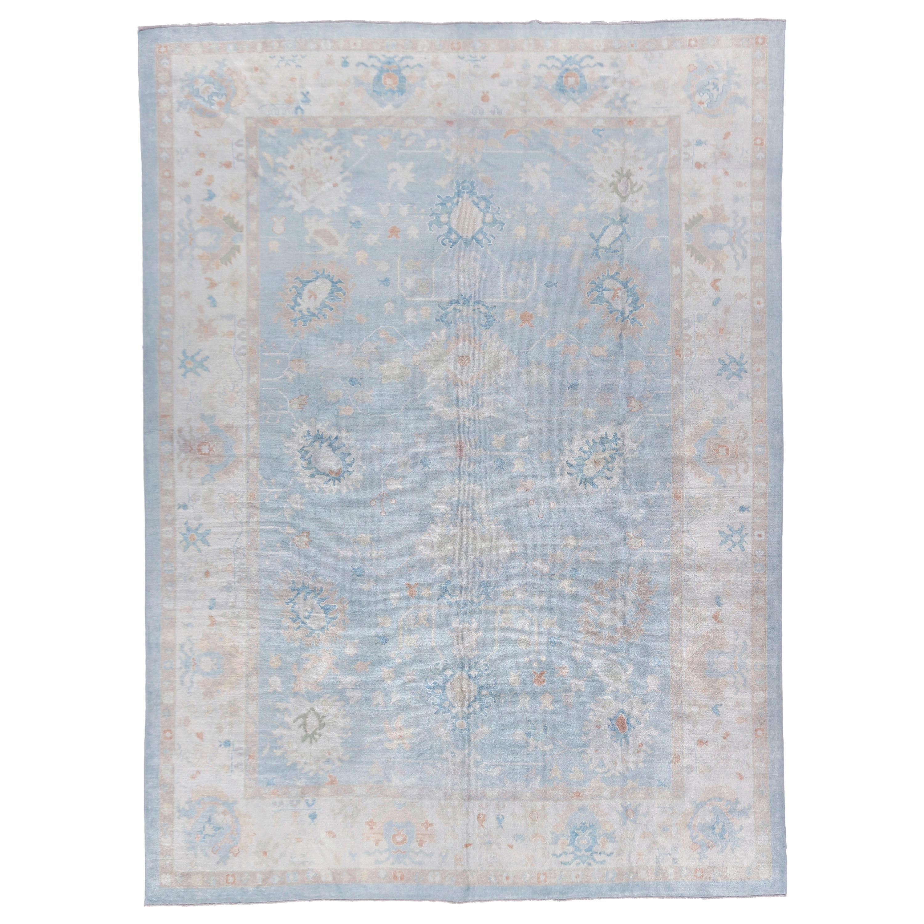 New Turkish Oushak, Ivory and Soft Colors, Wool For Sale at 1stDibs