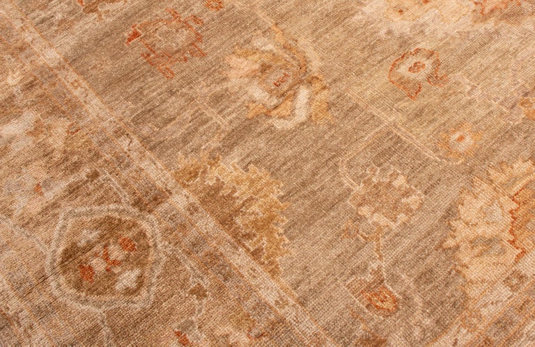New Oushak Transitional Brown Wool Rug with 19th Century Inspiration ...