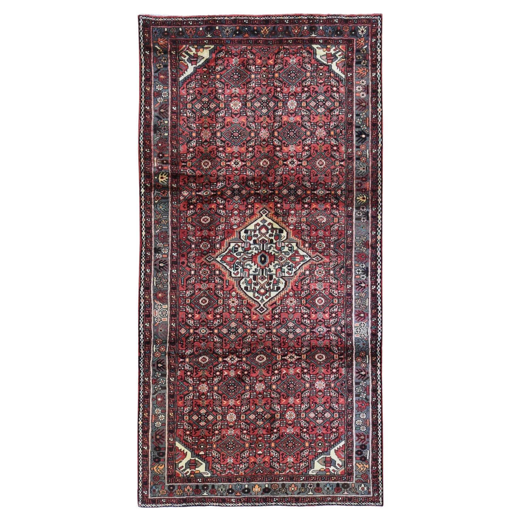 New Persian Hamadan Wide and Long Pure Wool Hand Knotted Light Red ...