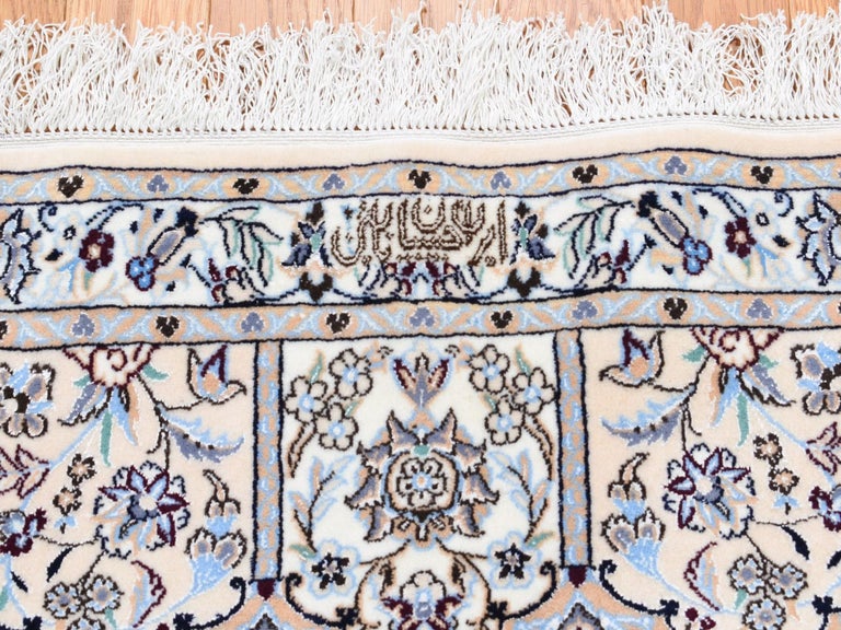 New Persian Nain Wool and Silk 400 KPSI Signed Habibian, Gumbad Design ...