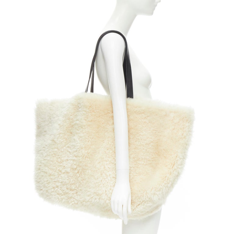 new PETER DO 2019 peach beige soft shearling fur oversized leather bag ...