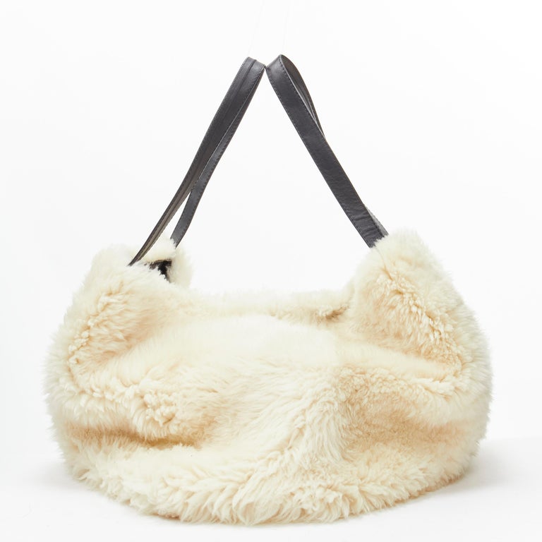 new PETER DO 2019 peach beige soft shearling fur oversized leather bag ...