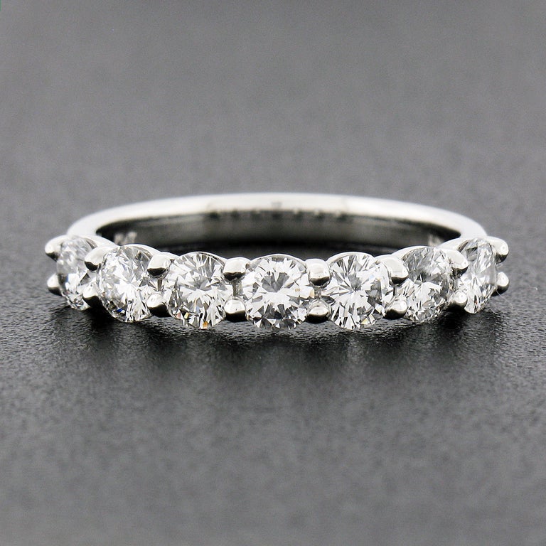 New Platinum 1.12ctw Round Shared Prong Diamond Low Profile Wedding ...