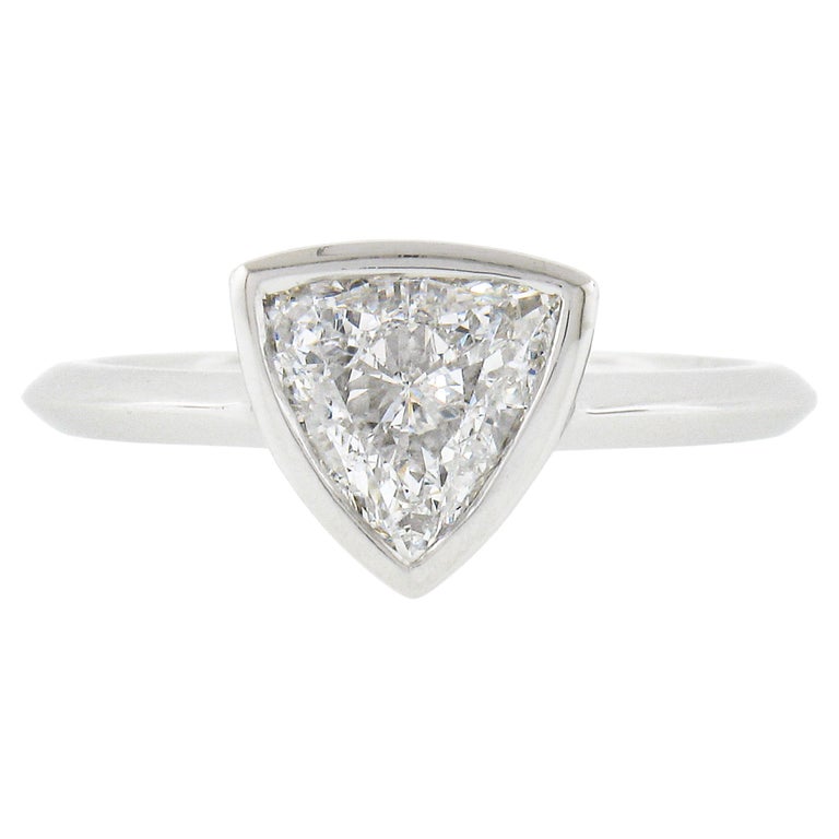 NEW Platinum GIA 1.01ctw Trillion Cut Bezel Diamond Solitaire ...