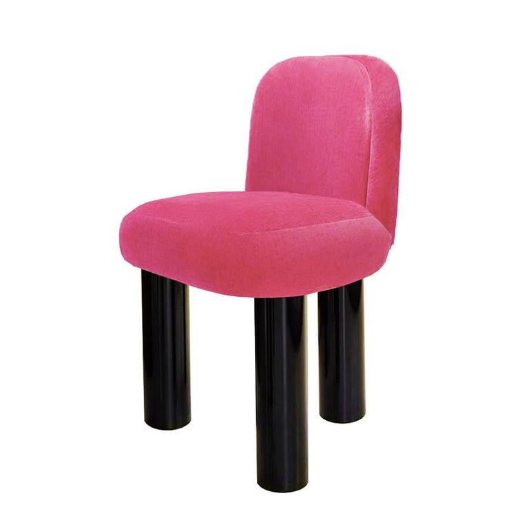 Post Modern Fuchsia Velvet and Lacquered Tate Dining Chair Handcrafted ...
