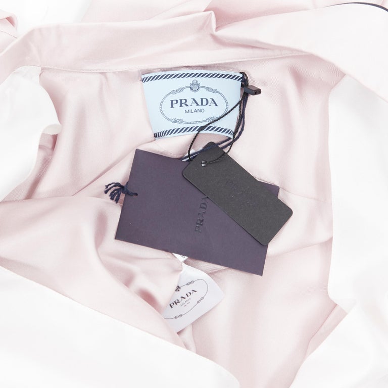 new PRADA 100% silk triangle logo pocket lounge wear pyjama style ...