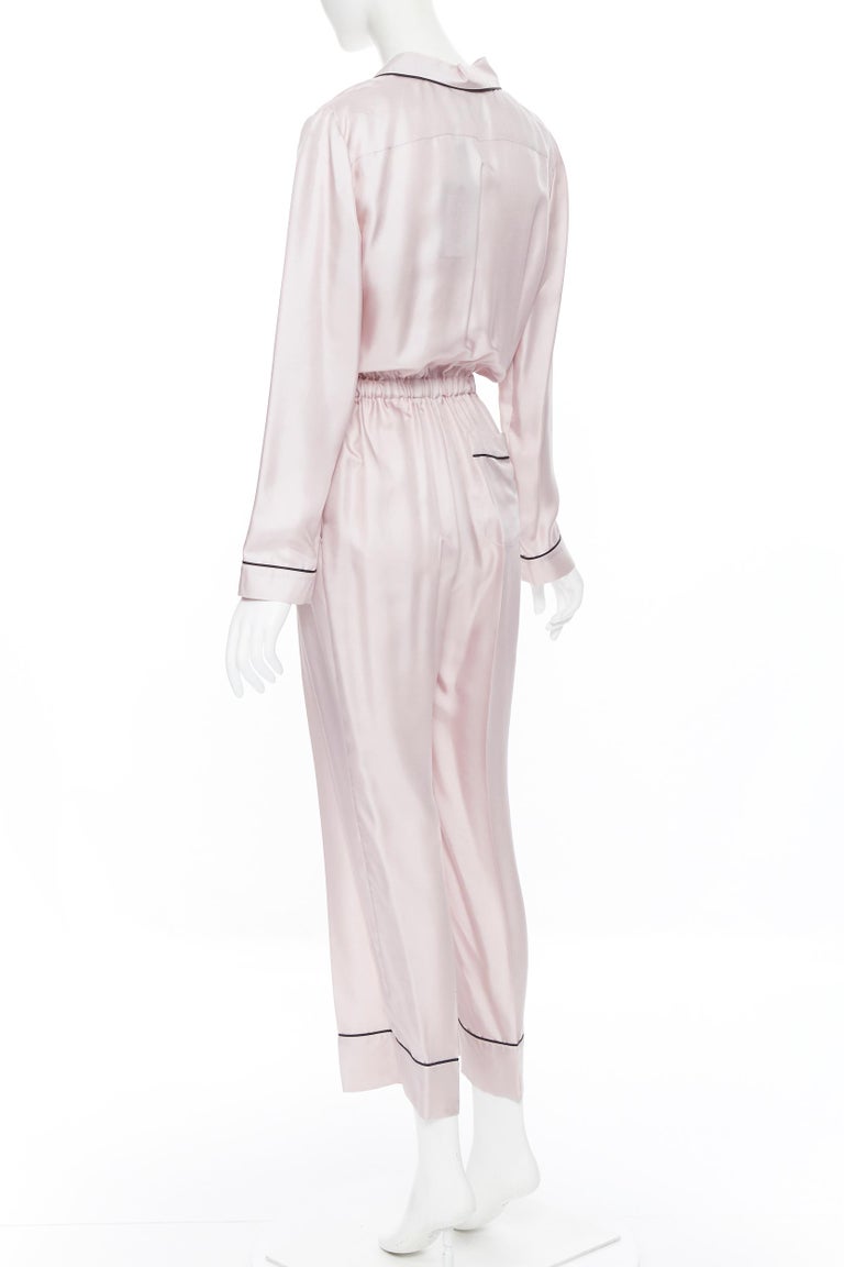 new PRADA 100% silk triangle logo pocket lounge wear pyjama style ...