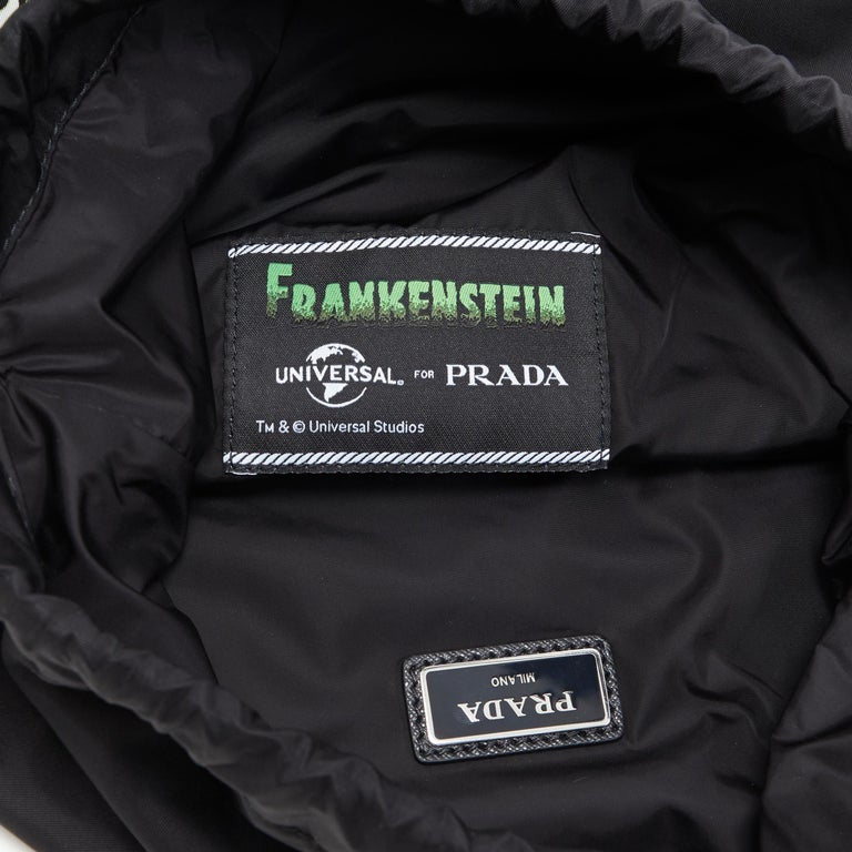 new PRADA 2019 Frankenstein black nylon logo plate drawstring backpack ...