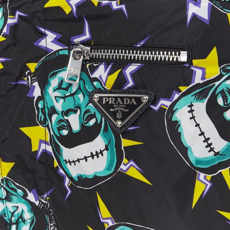 new PRADA 2019 Frankenstein print nylon triangle logo swimming shorts ...