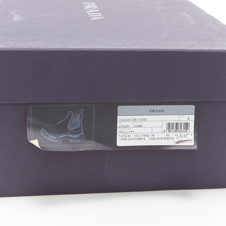 new PRADA 2019 Pull Up black leather Monolith chunky lug sole boot UK9 EU43 For Sale at 1stDibs