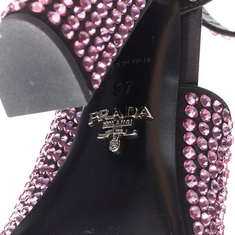 new PRADA 2019 Runway pink crystal rhinestone encrusted high heel ...