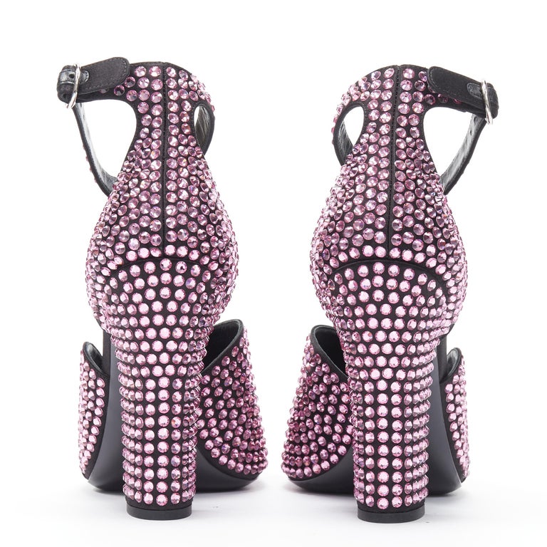 new PRADA 2019 Runway pink crystal rhinestone encrusted high heel ...