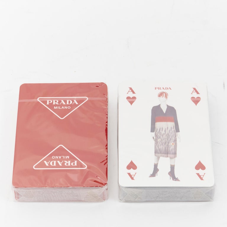new PRADA 2021 2 pack playing cards red triangle logo envelop case ...