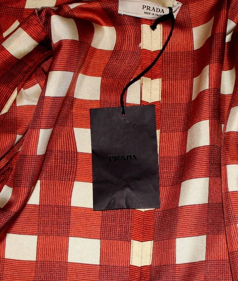 NEW Prada Asian-Inspired Ruched Printed Silk Cocktail Dress 38 For Sale ...