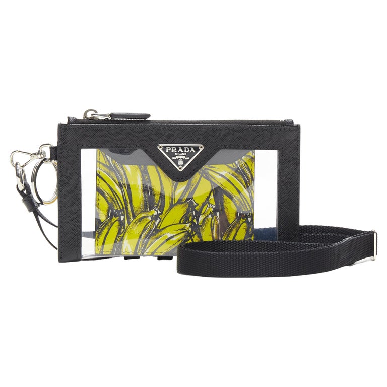 new PRADA Banana print cardholder enamel logo PVC lanyard case For Sale ...