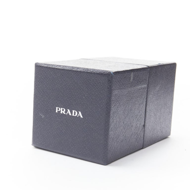 new PRADA Bear white bolt embellished crystal heart bow keychain bag ...