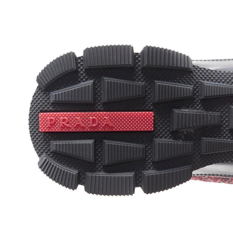 new PRADA Crossection Knit Low red black sock low runner sneakers UK8 EU41 For Sale at 1stDibs