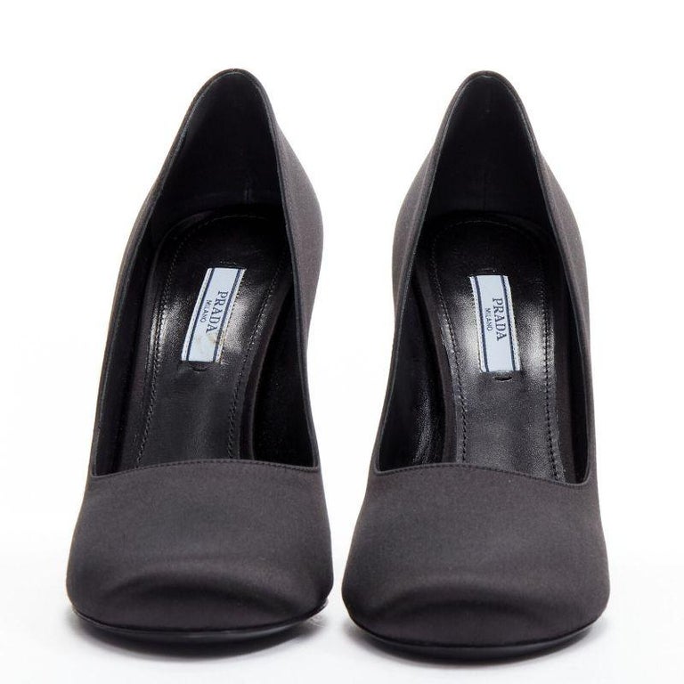 new PRADA Lightning Bolt black silk satin red heel pump EU37 For Sale at 1stDibs