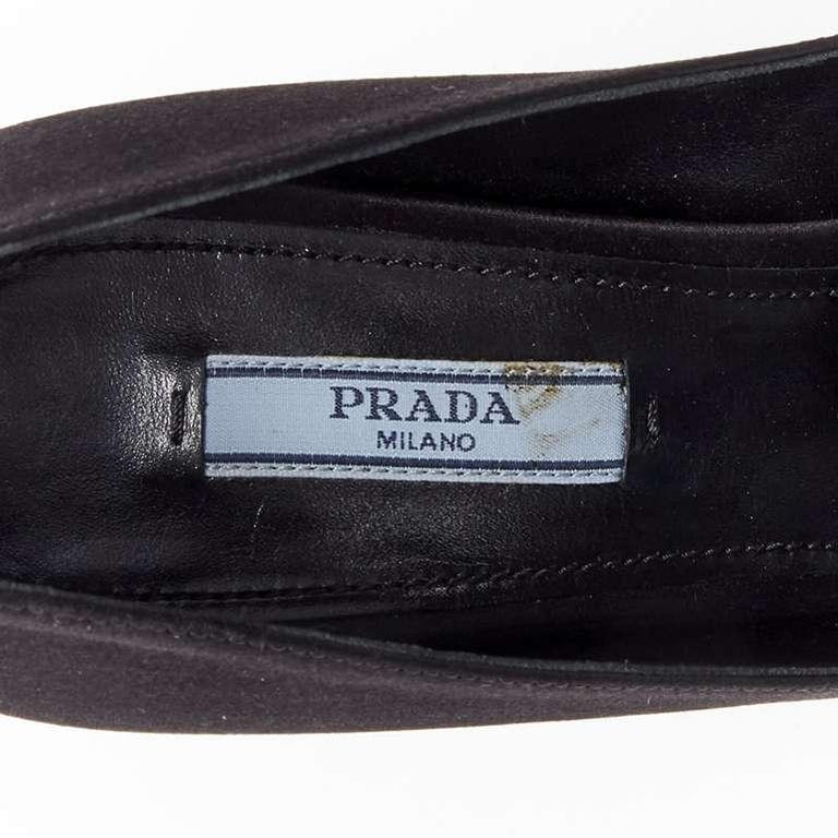 new PRADA Lightning Bolt black silk satin red heel pump EU37 For Sale at 1stDibs