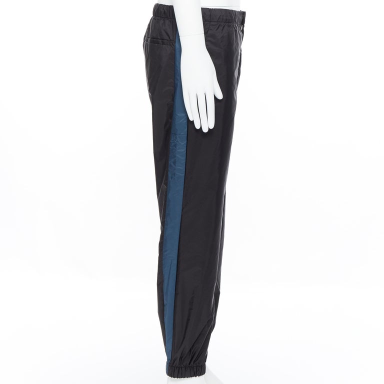 new PRADA Nylon 2018 black blue side stripe toggle gabardine track ...