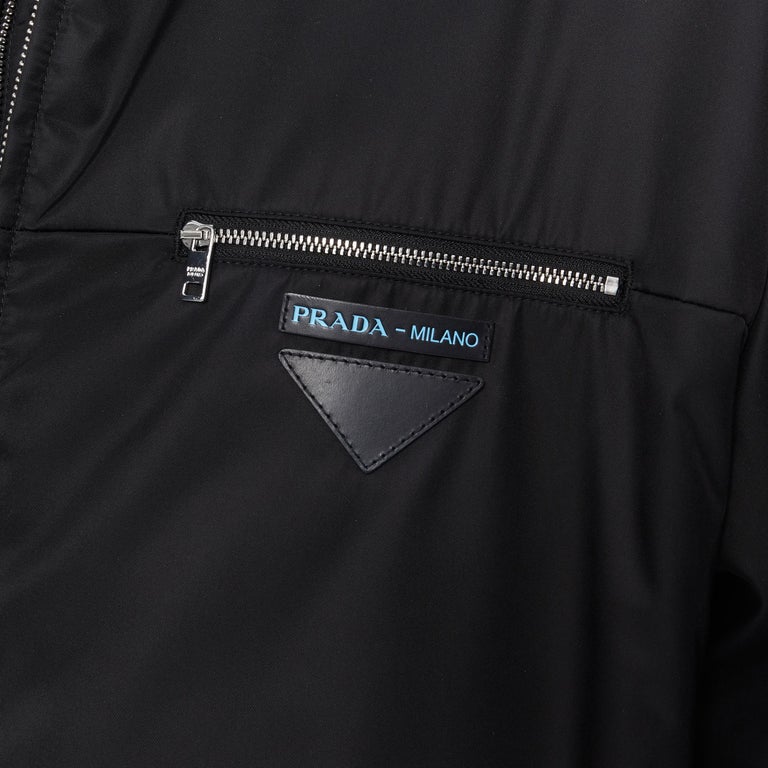 new PRADA Nylon 2019 black triangle logo oversized padded jacket XS ...