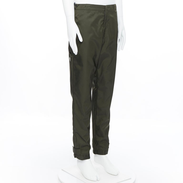 new PRADA Nylon 2019 green triangle enamel logo gabardine track pants ...