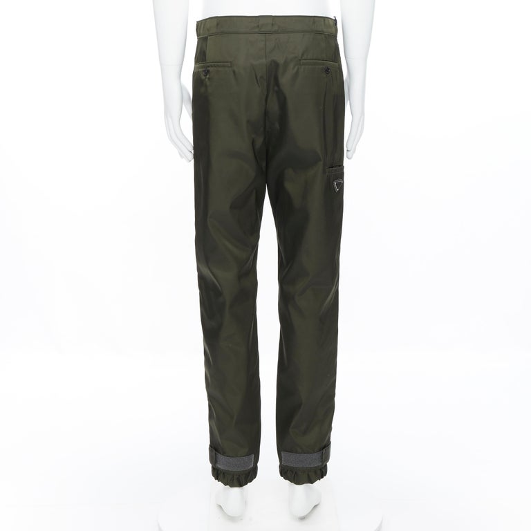 new PRADA Nylon 2019 green triangle enamel logo gabardine track pants ...