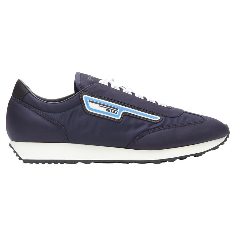 new PRADA Nylon Gabardine sport logo navy blue low top runner sneaker ...