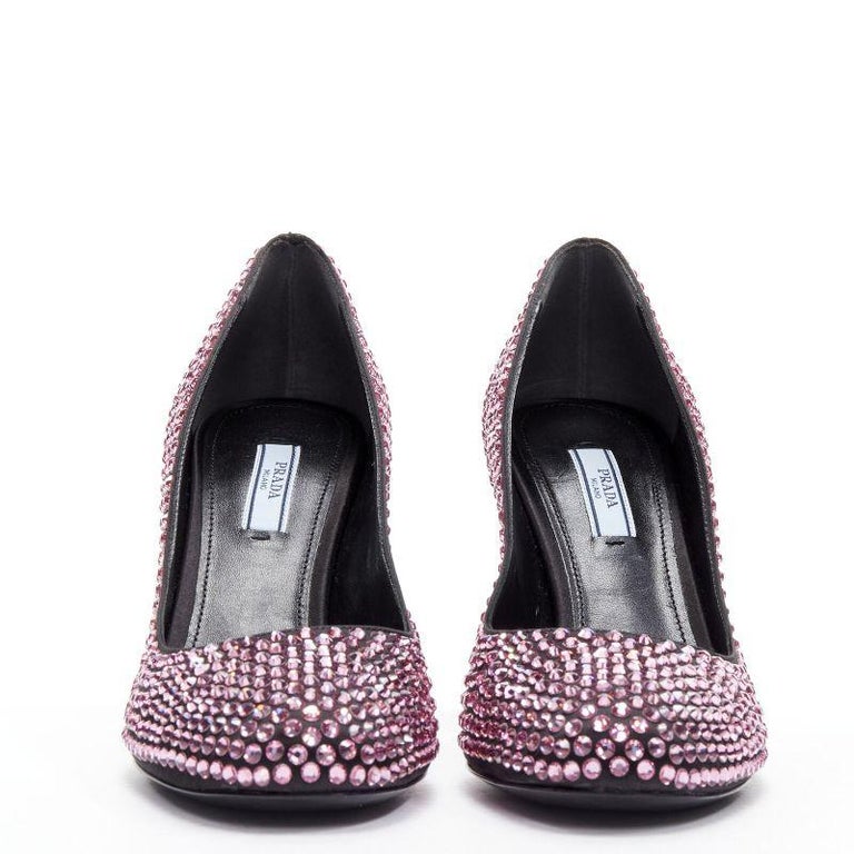 new PRADA Runway Rosa pink rhinestone crystal embellished pump EU37 For ...