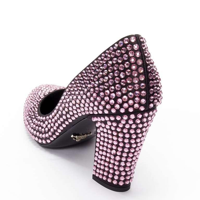 new PRADA Runway Rosa pink rhinestone crystal embellished pump EU37.5 ...