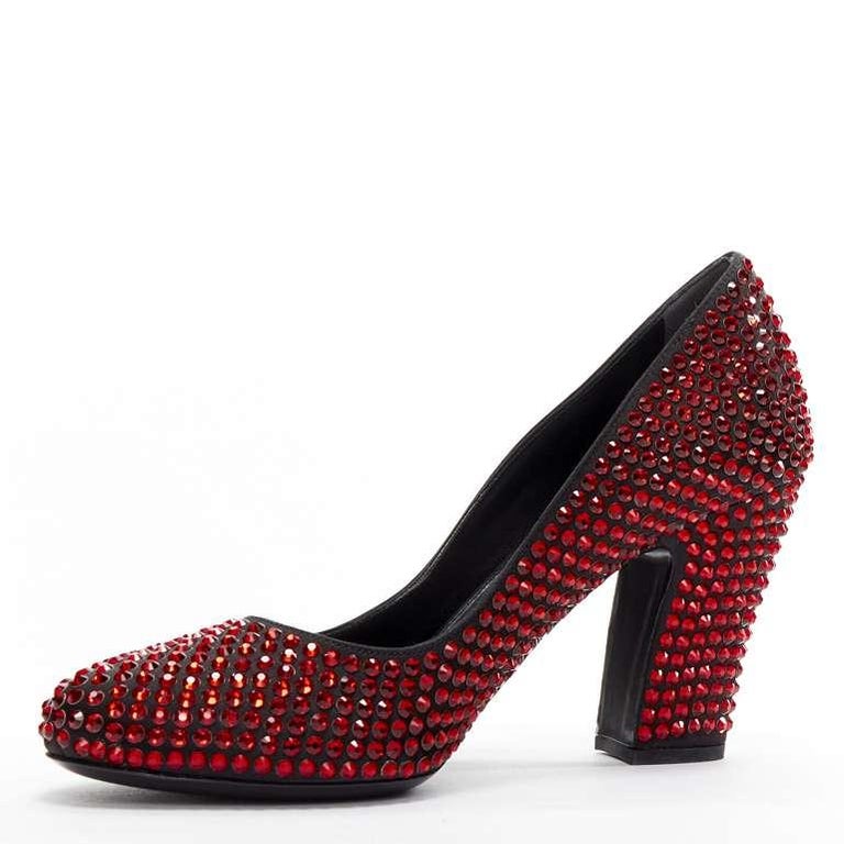 new PRADA Runway Ruby red rhinestone crystal embellished pump EU37.5 ...