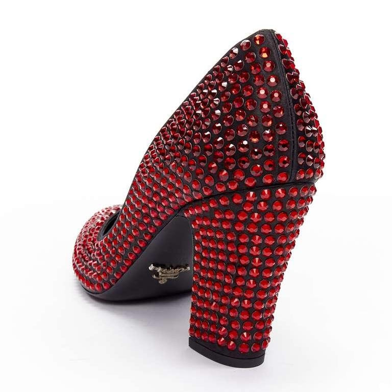 new PRADA Runway Ruby red diamante crystal embellished pump EU37.5 For ...