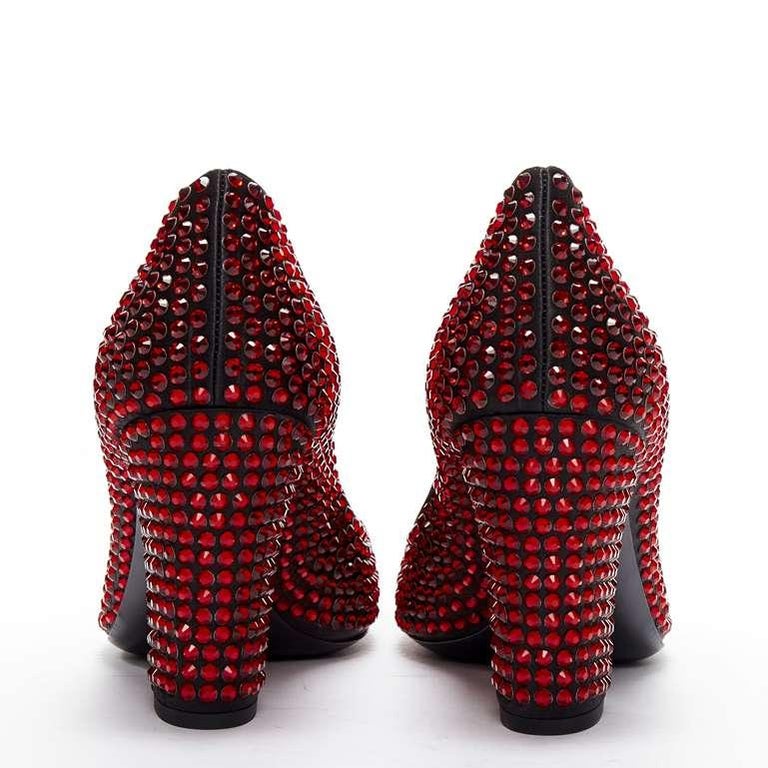 new PRADA Runway Ruby red rhinestone crystal embellished pump EU38.5 ...