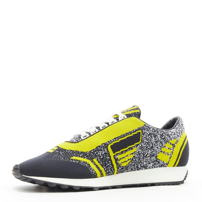 new PRADA Sport Knit yellow black logo sock knit low top sneakers UK8 US9 EU42 For Sale at 1stDibs