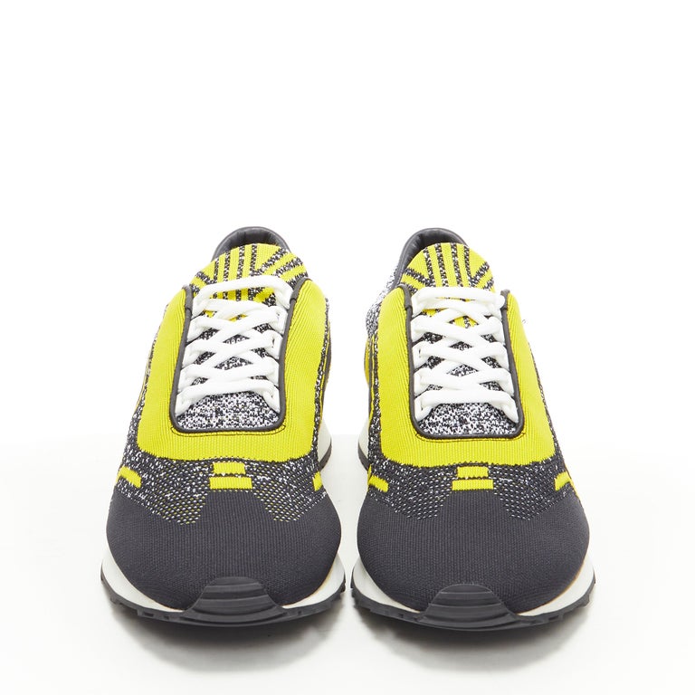new PRADA Sport Knit yellow black logo sock knit low top sneakers UK8.5 EU42.5 For Sale at 1stDibs