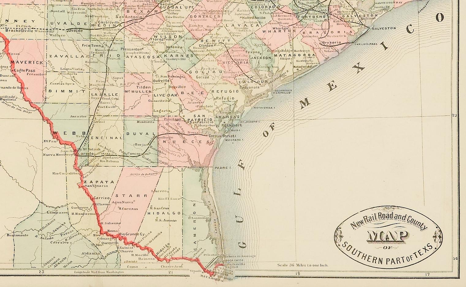 1882 Railroad Map of Southern Texas, Antique Map by George Cram at ...