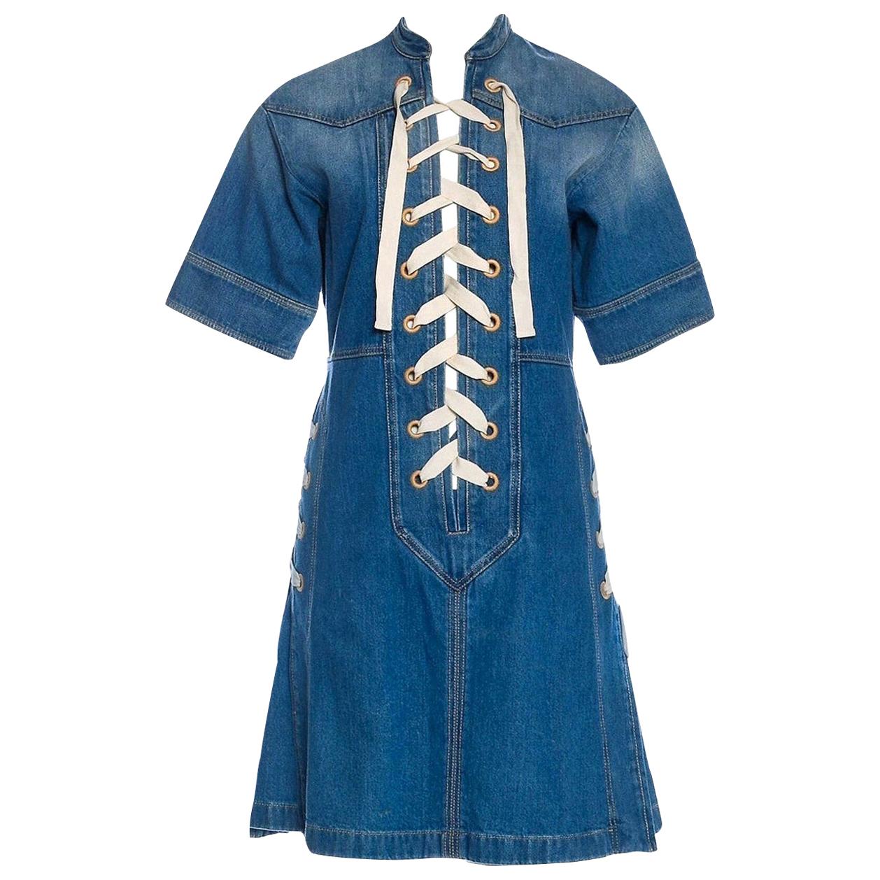 New Rare Gucci Runway Ad Denim Dress S/S 2015 Sz 38 $2950 at 1stDibs ...