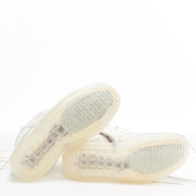 new RICK OWENS Island Dunk long thread distressed milk clear sole high ...