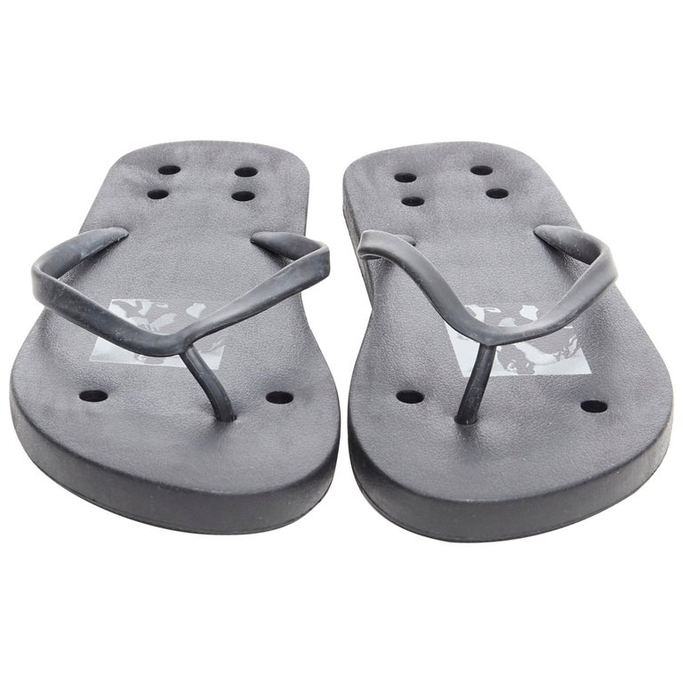 new RICK OWENS rare signature logo print punctured cut out thong ...