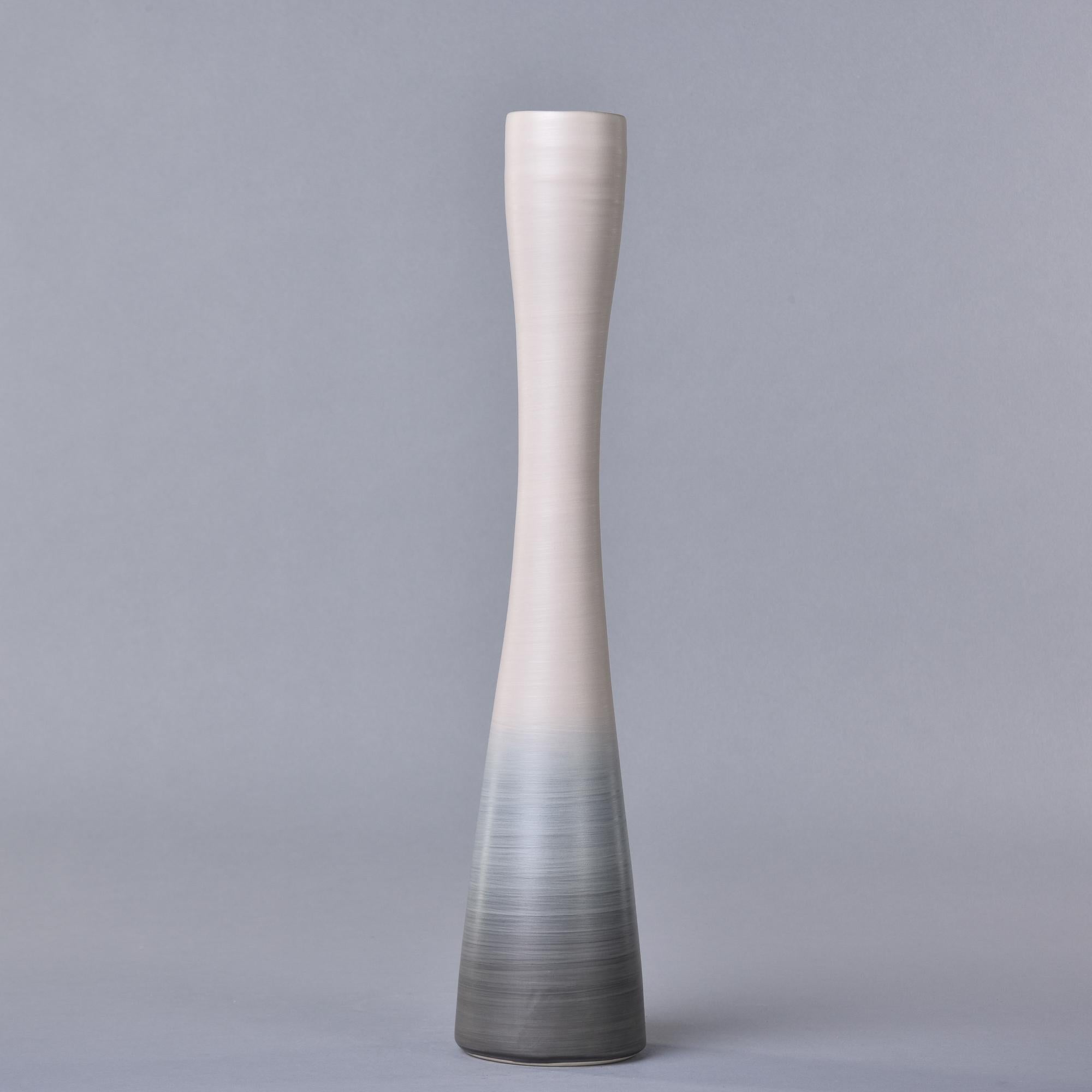 New Rina Menardi Tall Flute Vase in Shaded Greige Glaze For Sale at 1stDibs