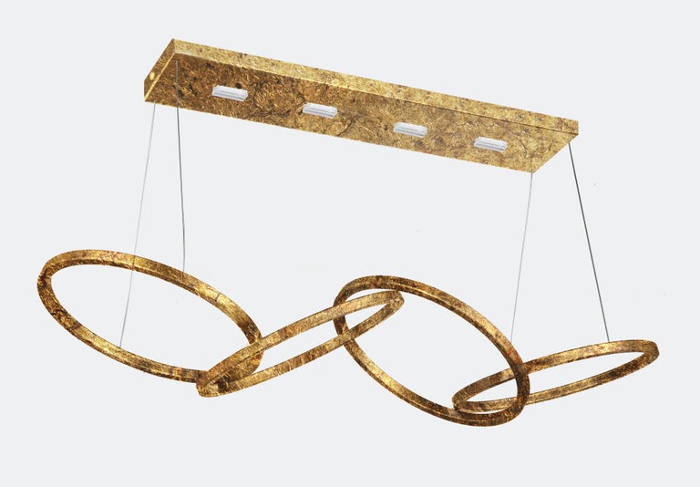New "Rings" Handmade Sculpture Pendant Lamp in Bronze Finished Metal ...