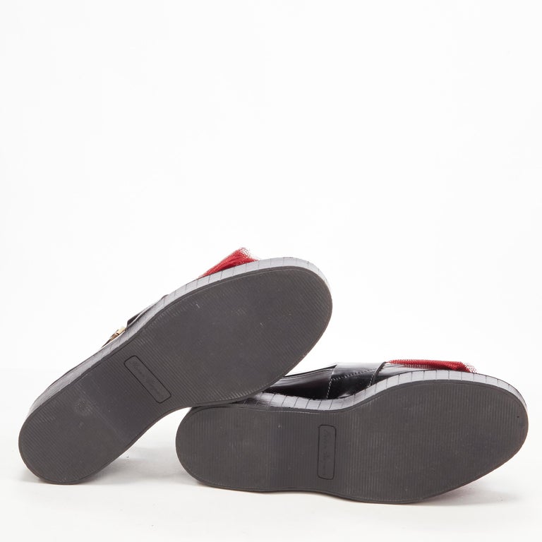 new ROBERT CLERGERIE Psilly black fringe tule cut out platform brogue ...