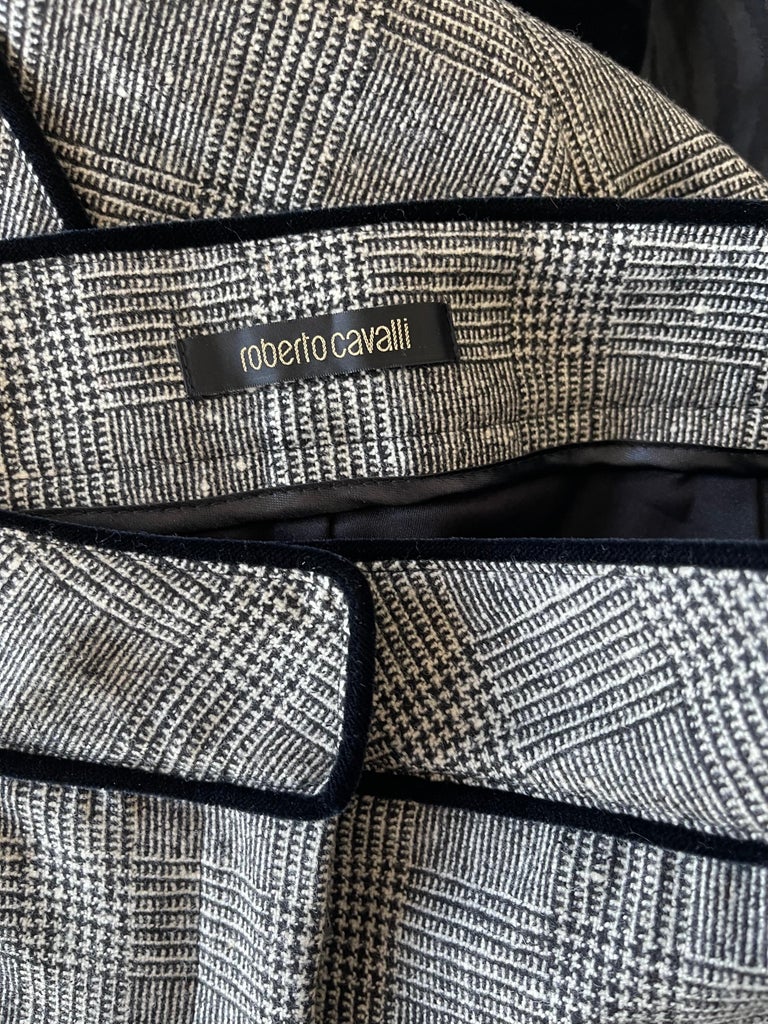 New Roberto Cavalli 2000s Size 42 / 8 Black and White Plaid Skirt Suit Y2K For Sale at 1stDibs