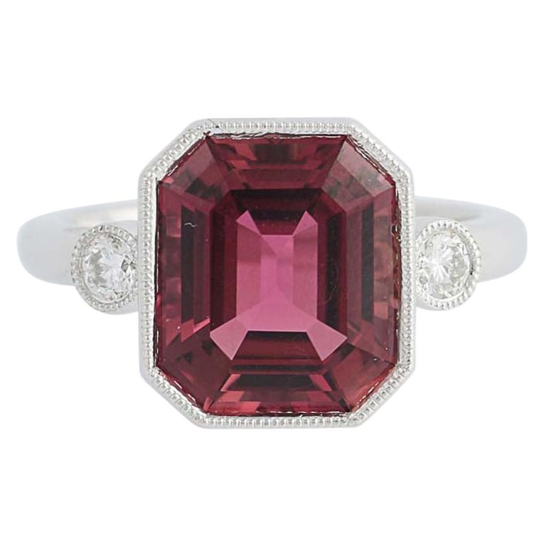 Customizable New Rubellite Tourmaline and Diamond Ring, 14k Gold Zava ...