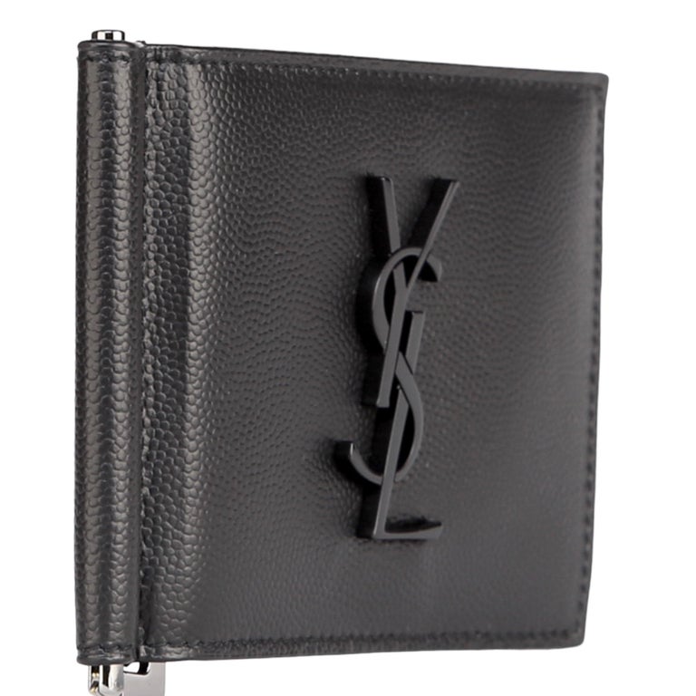 New Saint Laurent Black Cassandre Leather Bill Clip Wallet For Sale at ...