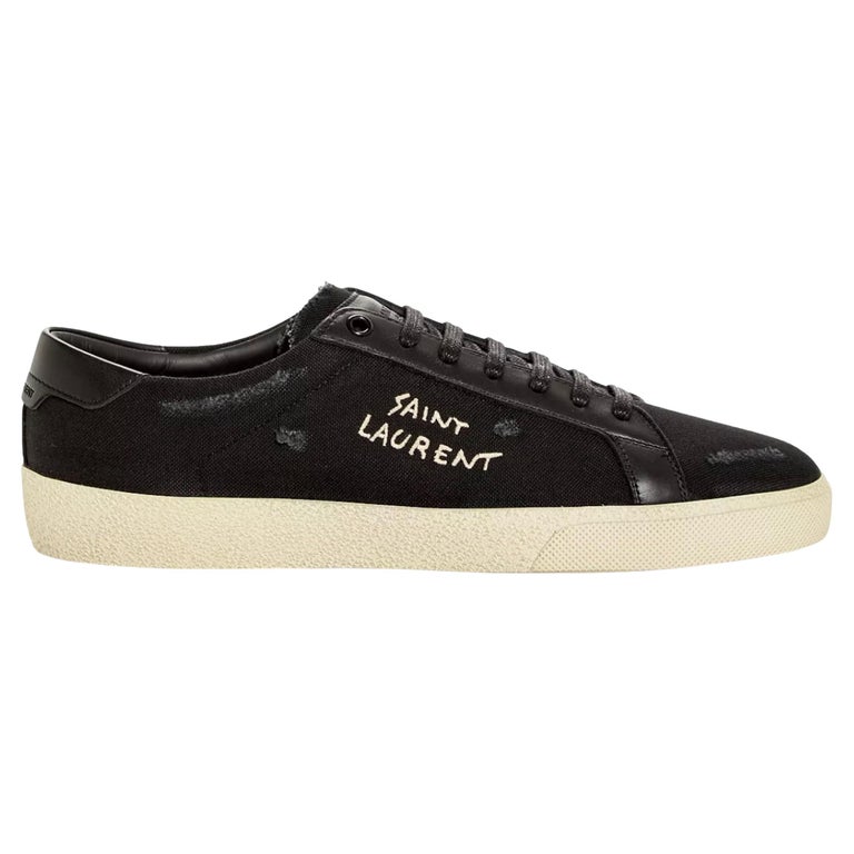 New Saint Laurent Black Court Classic Low Top Canvas Sneakers For Sale at 1stDibs