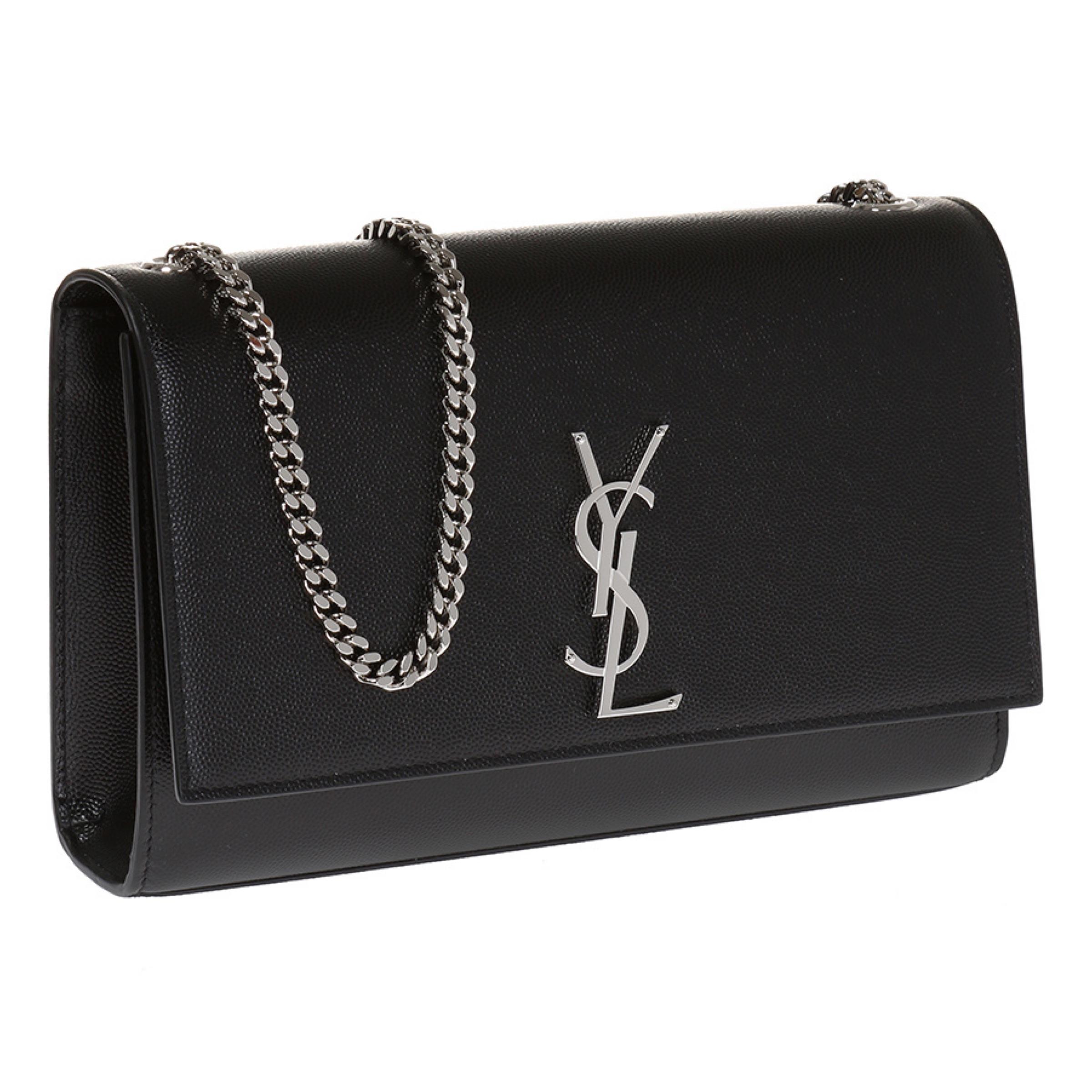 NEW Saint Laurent Black Kate Medium Chain Leather Crossbody Shoulder ...
