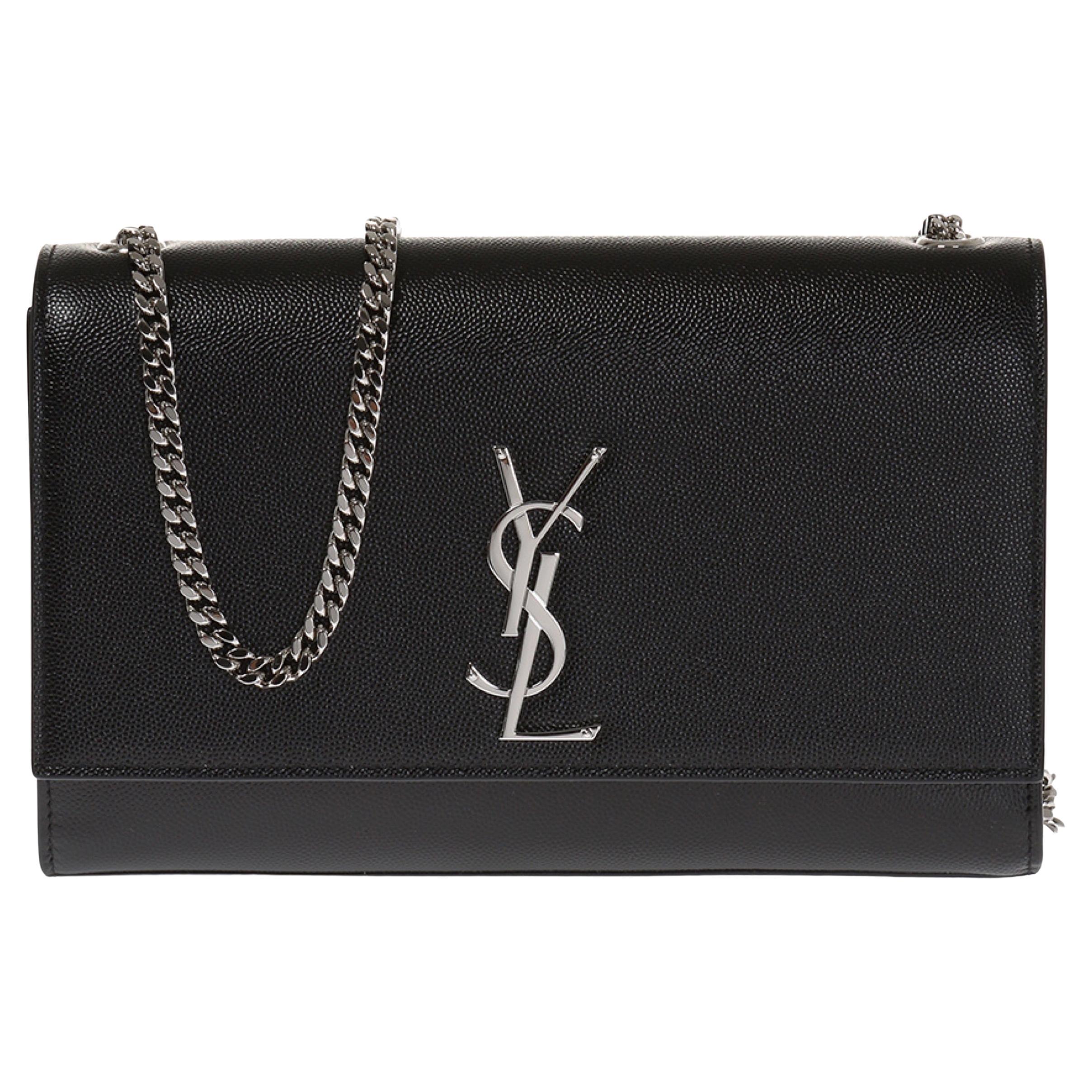 NEW Saint Laurent Black Kate Medium Chain Leather Crossbody Shoulder ...