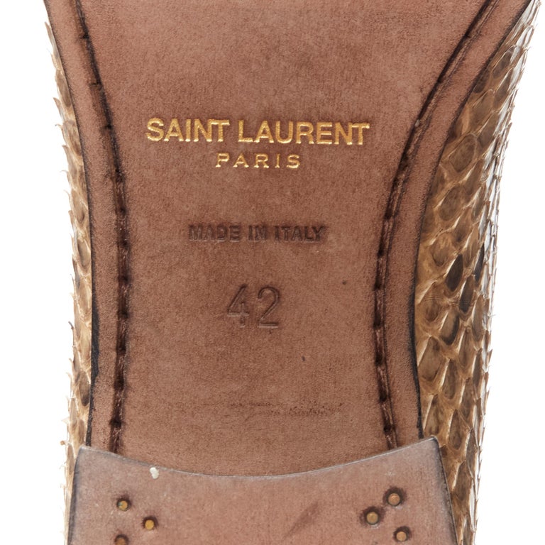new SAINT LAURENT Miles 30 Zip python snake square toe buckle boot EU42 ...