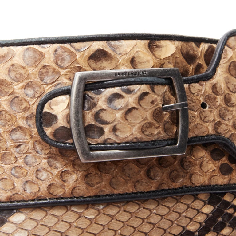 new SAINT LAURENT Miles 30 Zip python snake square toe buckle boot EU42 ...